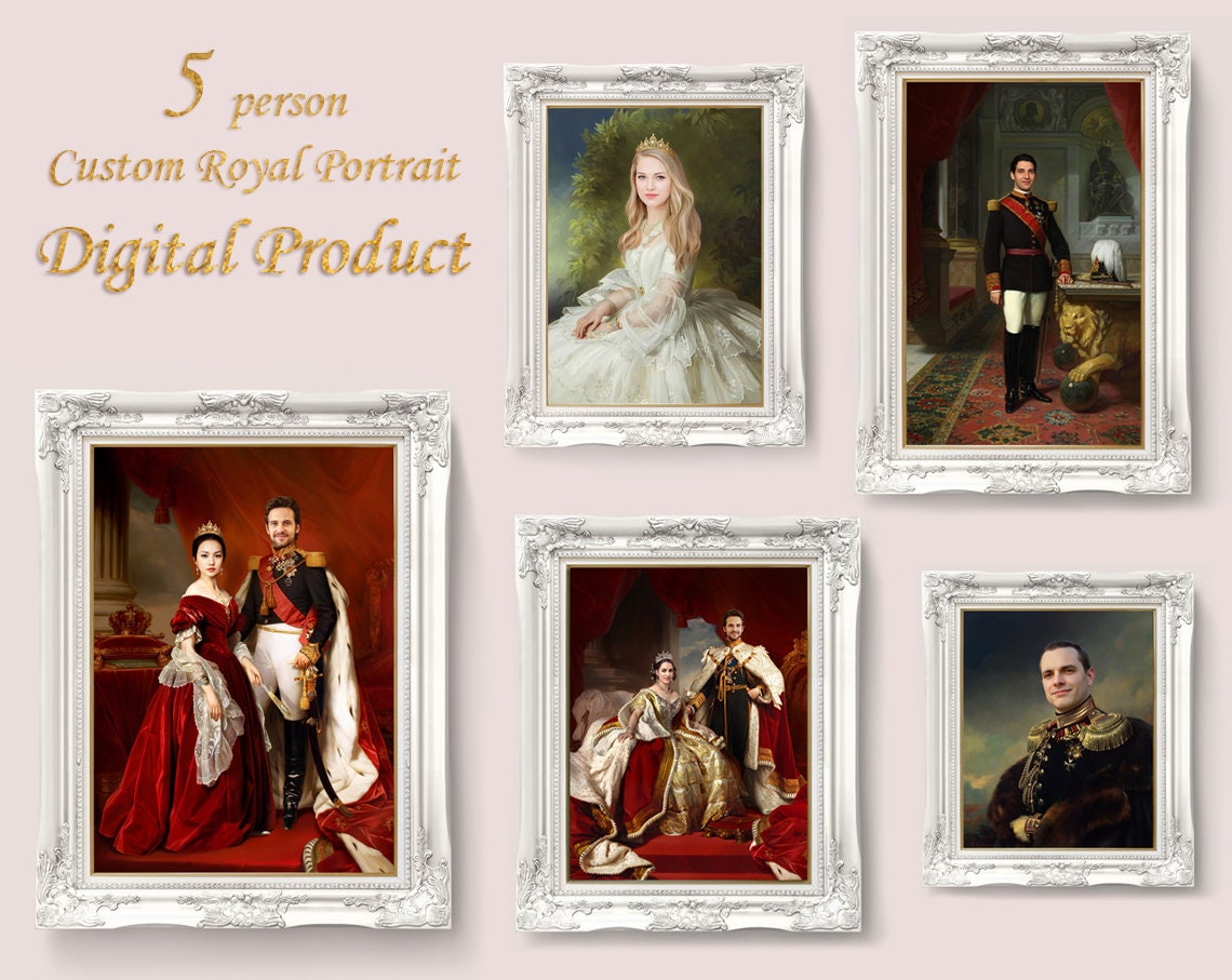 5-person Custom Royal Portrait, Personalized Historical Renaissance ...