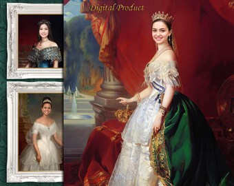 Custom Royal Portrait From Photo Digital Historical Queen | Etsy