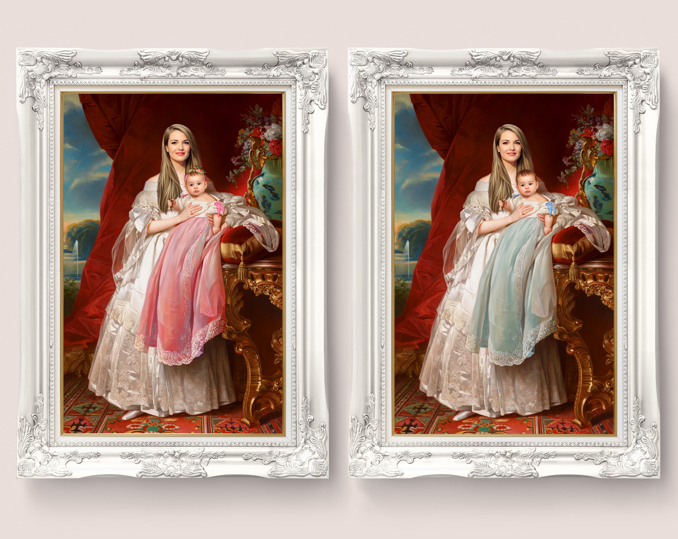 Custom Royal Mother and Baby Portrait From Photo Historical - Etsy