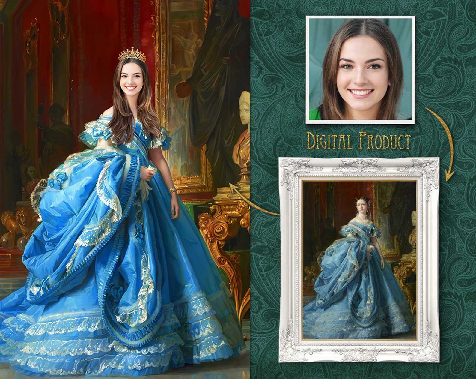 Custom Royal Portrait From Photo Digital Historical Queen - Etsy