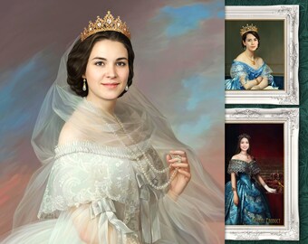 Custom Royal Portrait From Photo Digital Historical Queen | Etsy