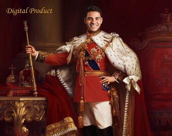 Custom Royal Portrait From Photo, Historical King Portrait, Military ...