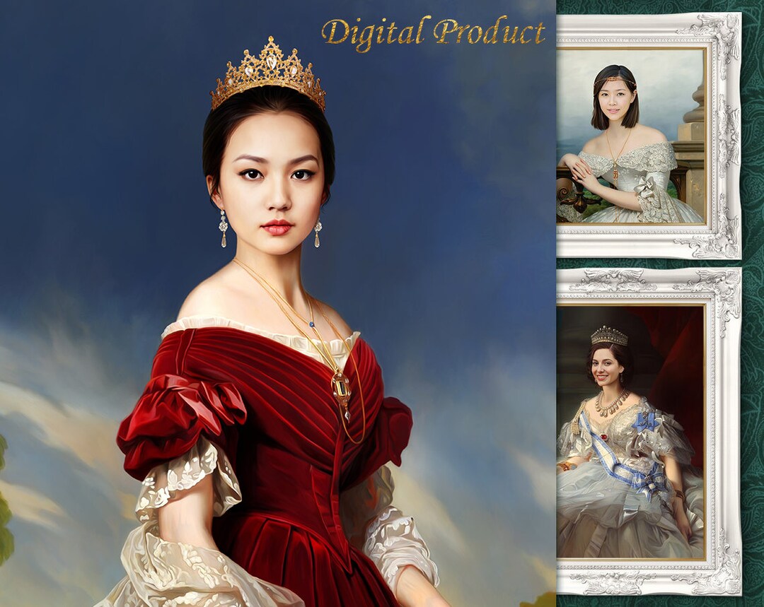 Custom Royal Portrait From Photo for Her, Renaissance Queen, Historical ...
