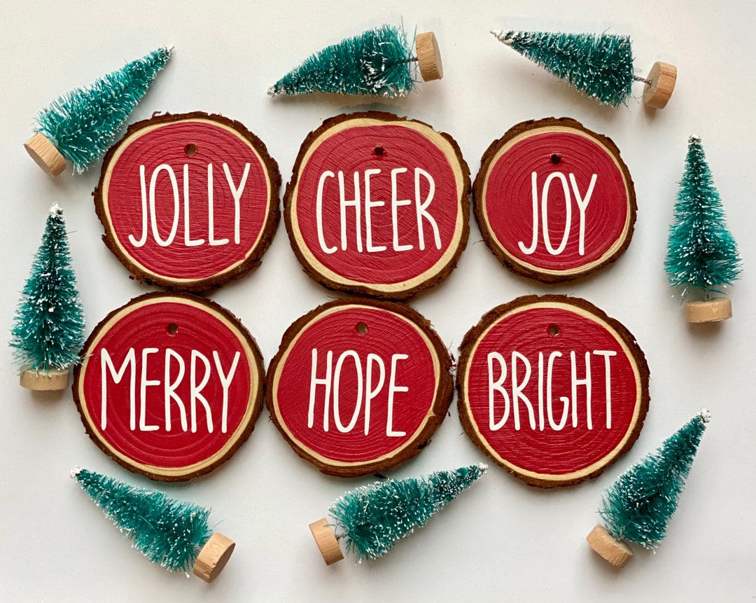 Wooden Word Ornaments Set of 6 Set of 6 Word Ornaments - Etsy