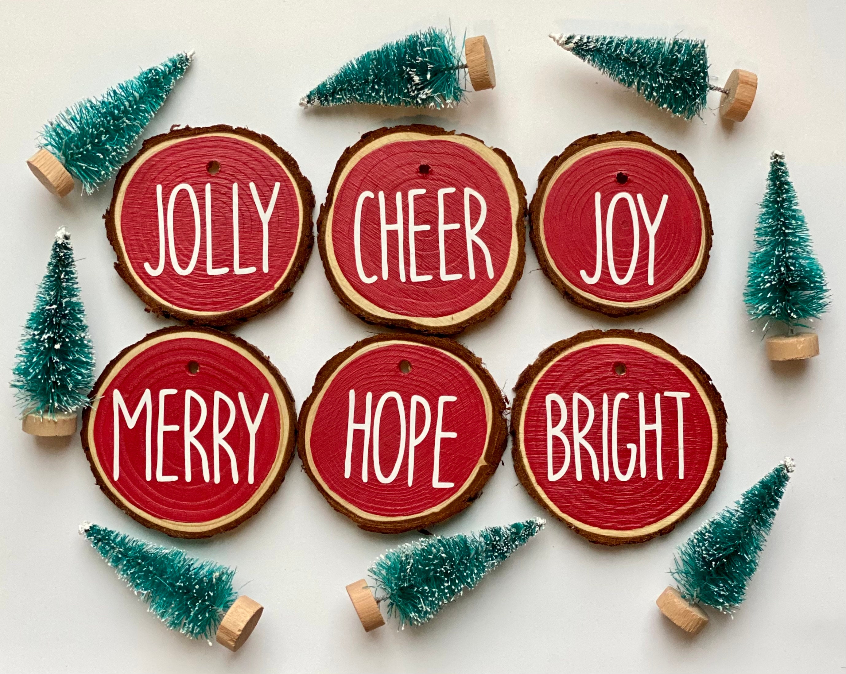 Wooden Word Ornaments Set of 6 Set of 6 Word Ornaments | Etsy