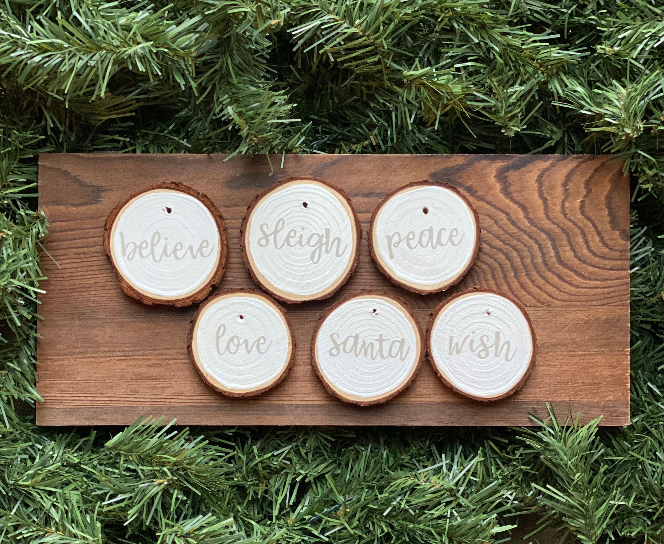 Wooden Word Ornaments Set of 6 Set of 6 Word Ornaments | Etsy