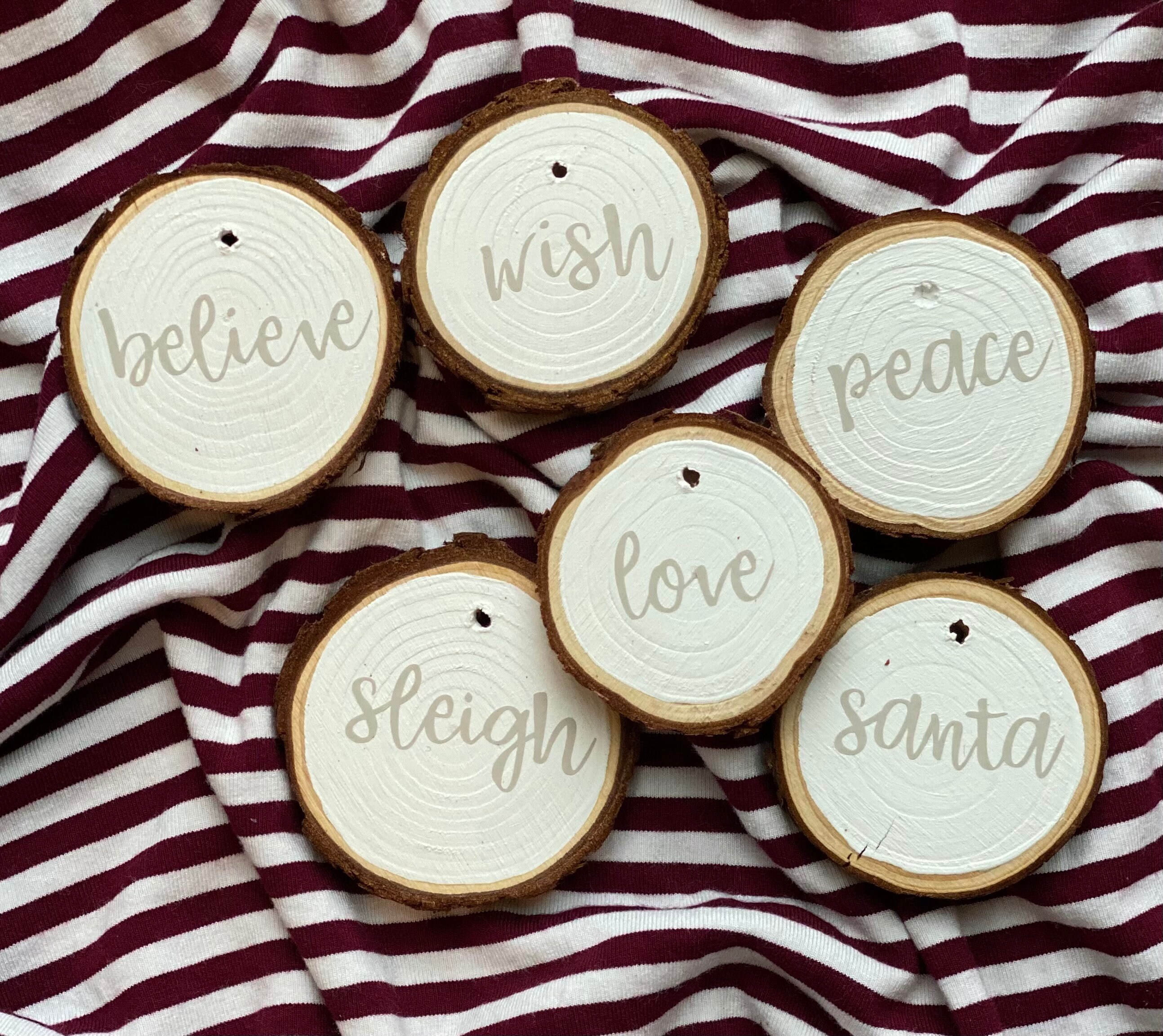 Wooden Word Ornaments Set of 6 Set of 6 Word Ornaments | Etsy