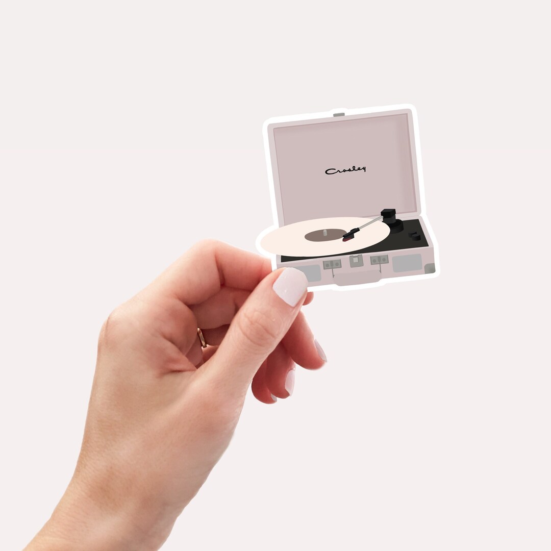 Record Player Sticker | Hand Drawn Turntable Laptop Sticker | Purple ...
