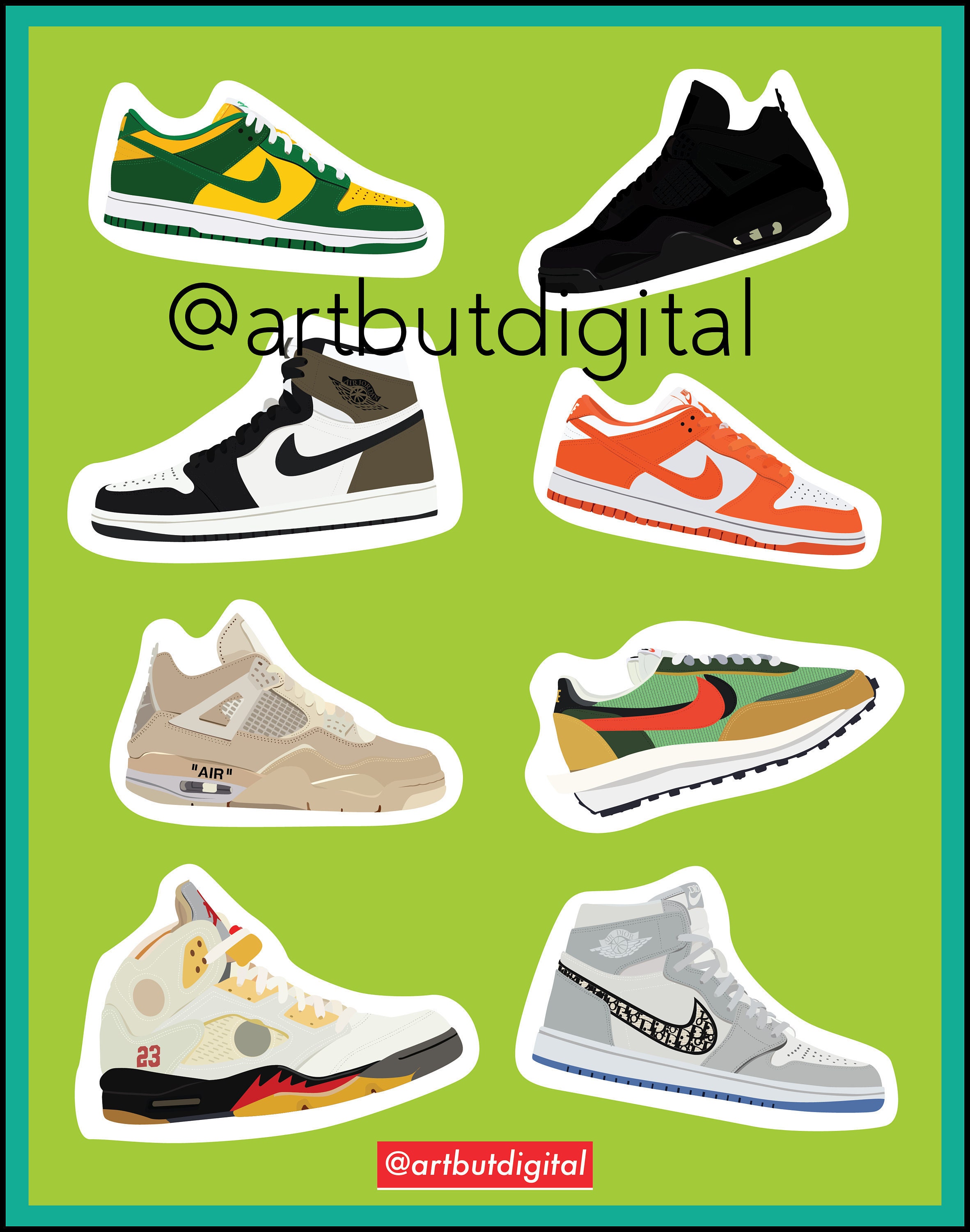 Nike Sticker Sheet, Sneakerhead Stickers, Hypebeast Stickers ...