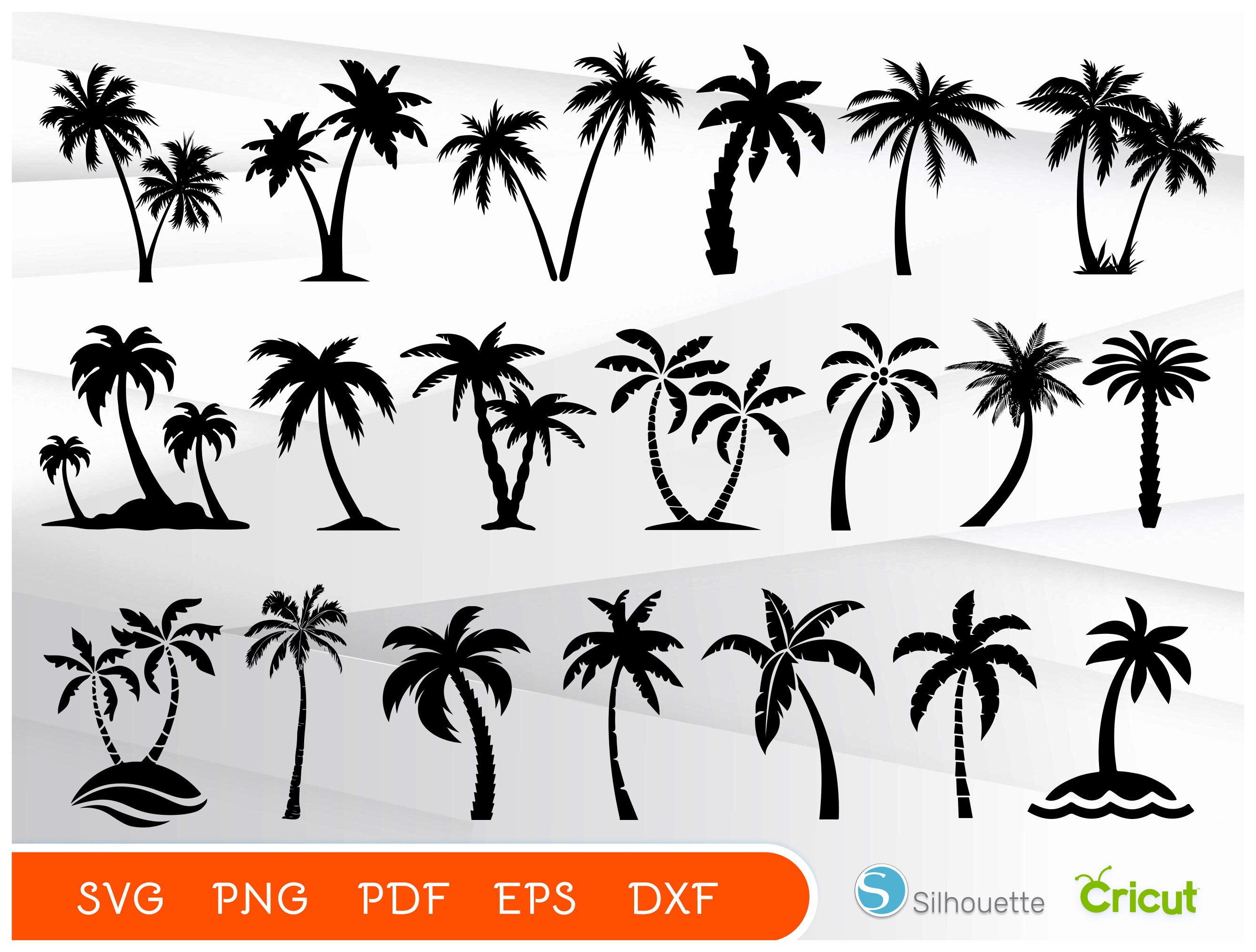 Design Eps Dxf Palm Tree SVG Bundle Palm Tree Clipart Files for Cricut ...