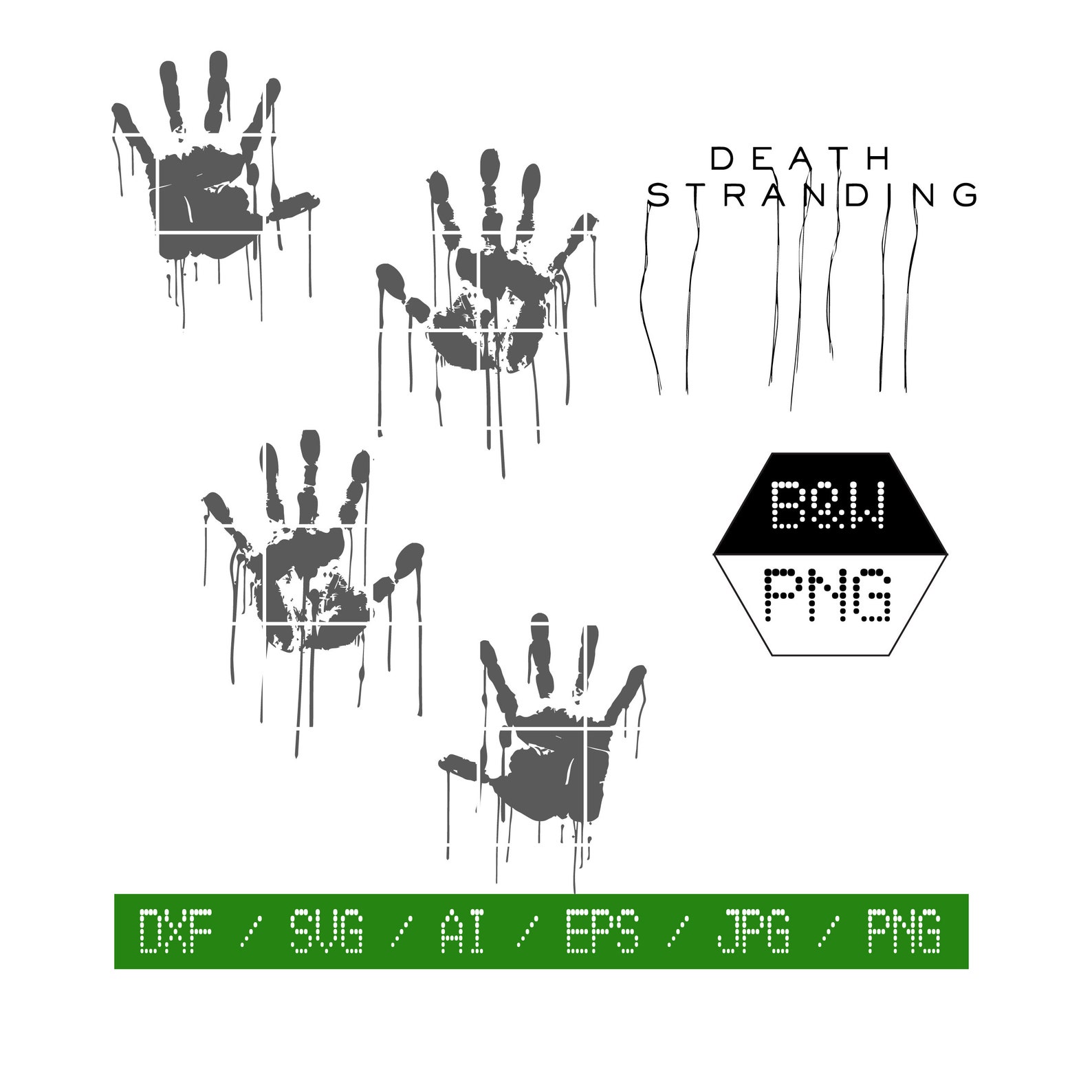 Death Stranding Inspired Handprints for Vinyl T-shirts Clothing Laser ...