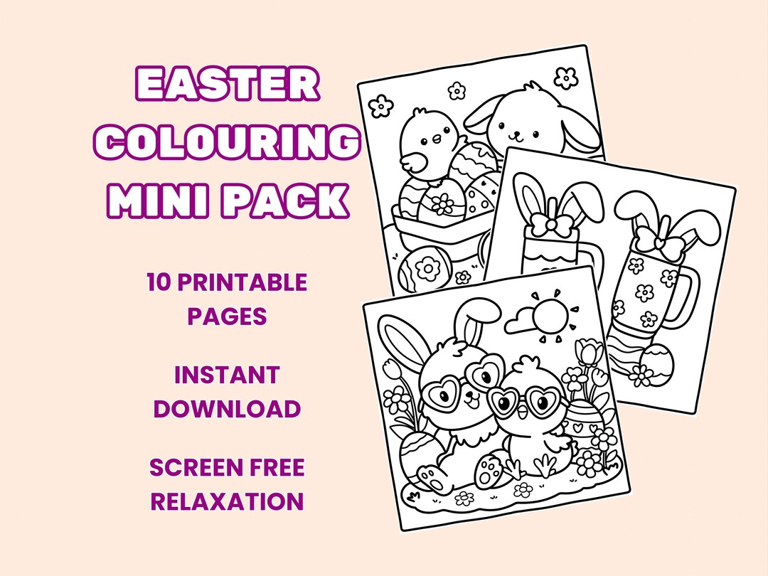 Easter Colouring Pages Mini Pack, 10 Printable Spring Designs (digital ...