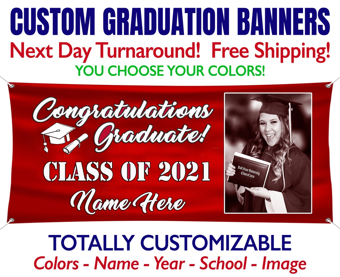CUSTOM GRADUATION BANNERS Made to Order Personalized Color | Etsy