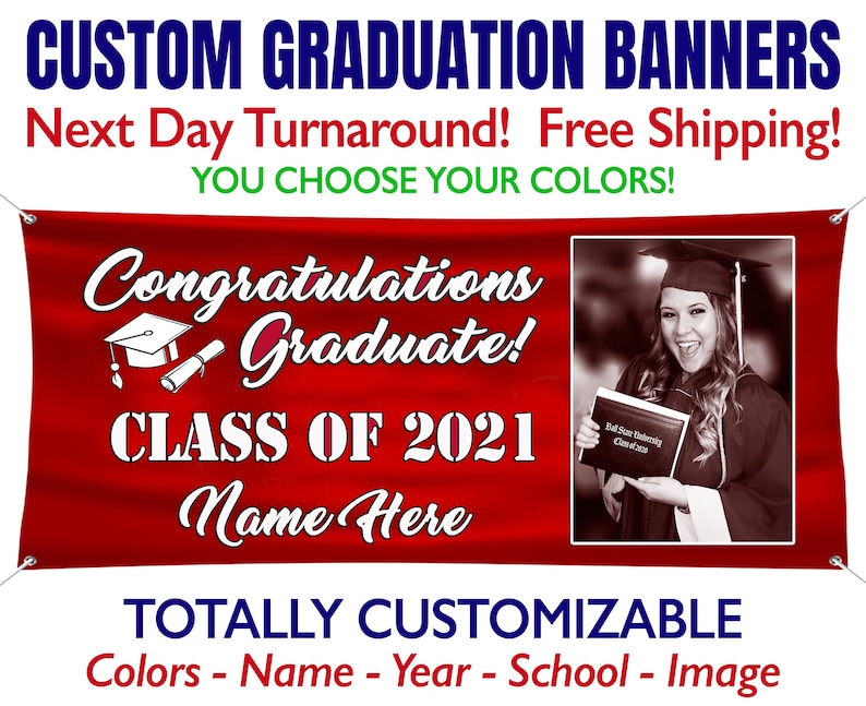 CUSTOM GRADUATION BANNERS Made to Order Personalized Color - Etsy
