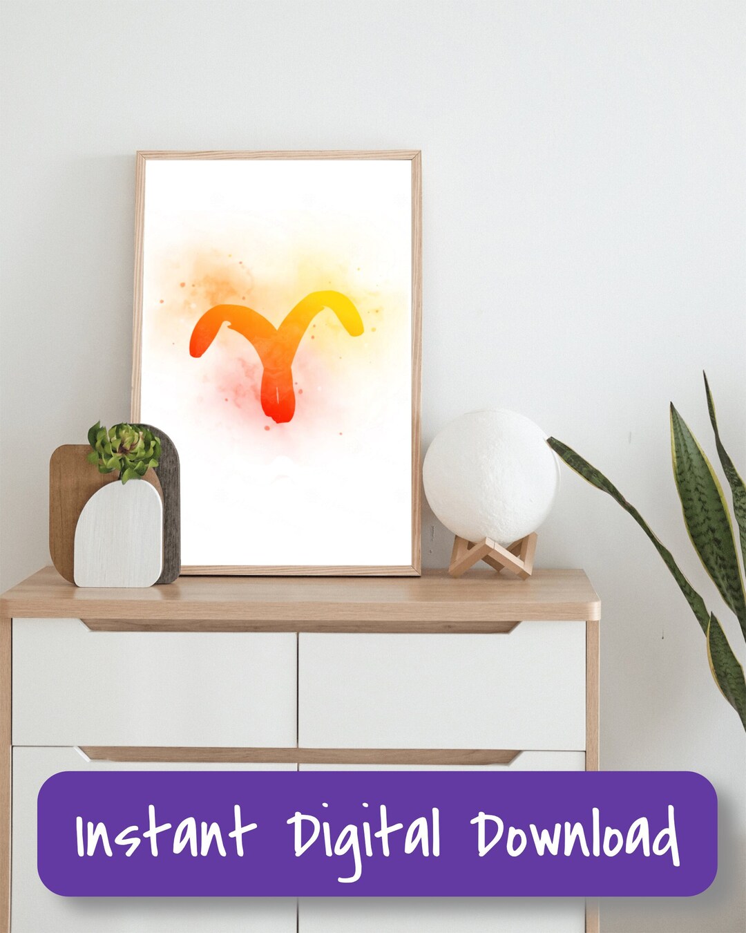 Aries Wall Art Print, Printable Aries Poster, Aries Decor, Zodiac Sign ...
