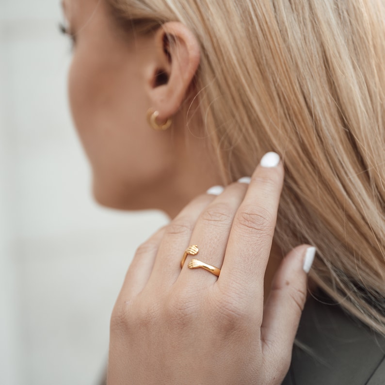 Gold Umarmender Ring 925 Sterling Silber Offener Ring - Etsy.de