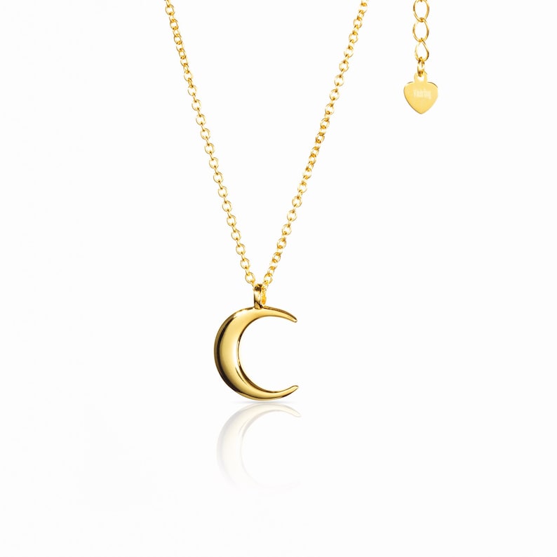 Dainty Moon Necklace Gold • Chain With Moon Pendant • Crescent Moon ...