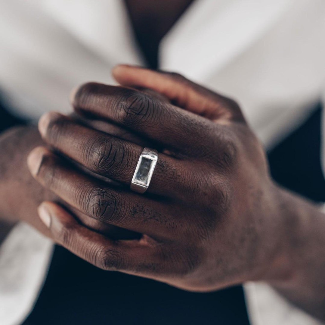 Solid Gold Signet Ring 925 Sterling Silver Open Ring Wide Adjustable ...