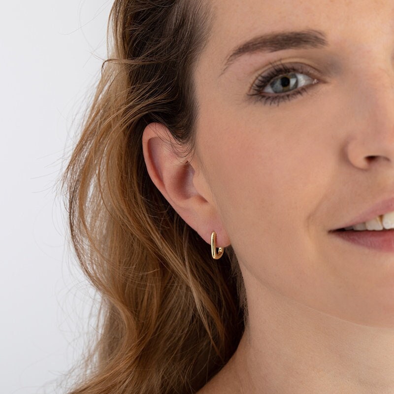 Oval Creoles Gold Earrings Gold Creole Earrings 925 - Etsy