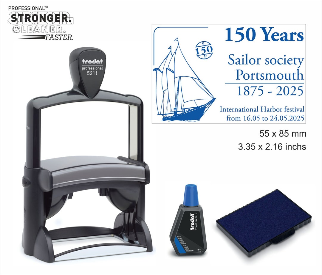 Large Metal Self-inking Rubber Stamp, Size: 55 X 85 Mm, 3,35 X 2,16 ...