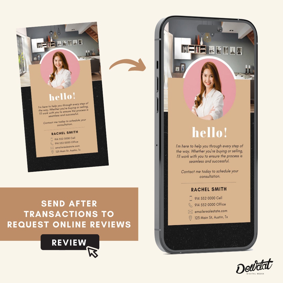 Dynamic Textable Business Card for Realtors | Canva Template | Digital ...