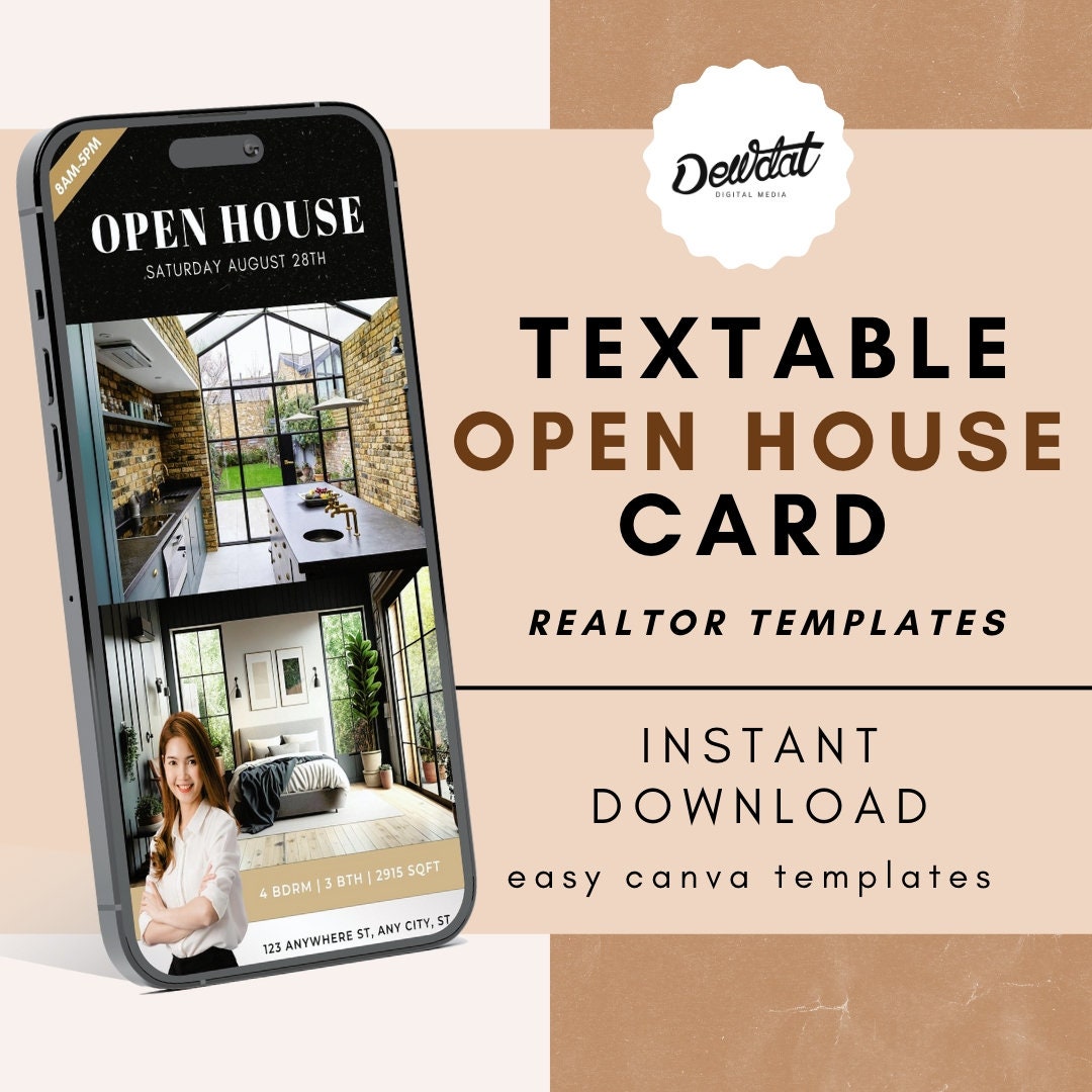Capture Attention With Real Estate Textable Open House Card Canva ...