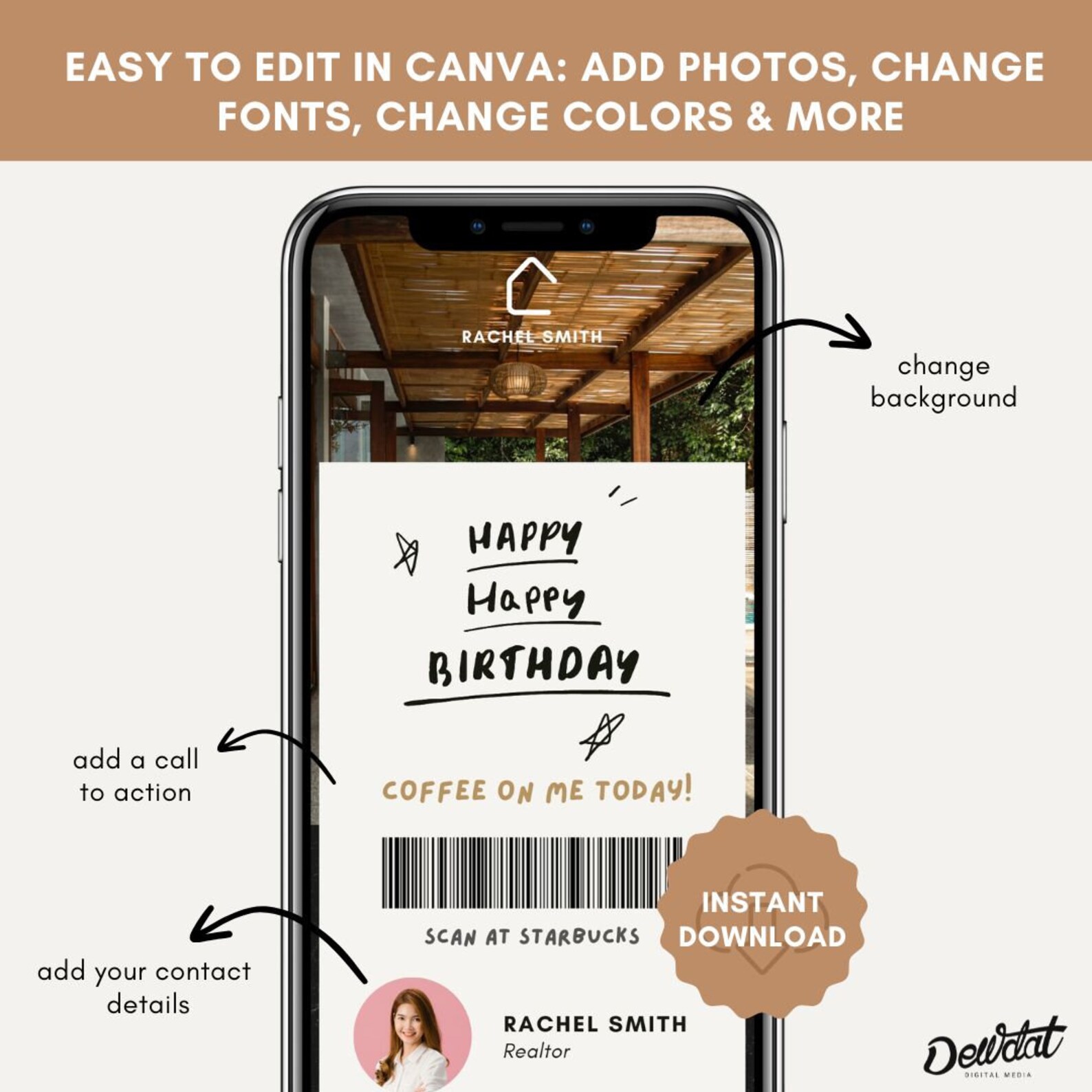 Realtor Birthday Card: Customizable Happy Birthday Greetings for ...