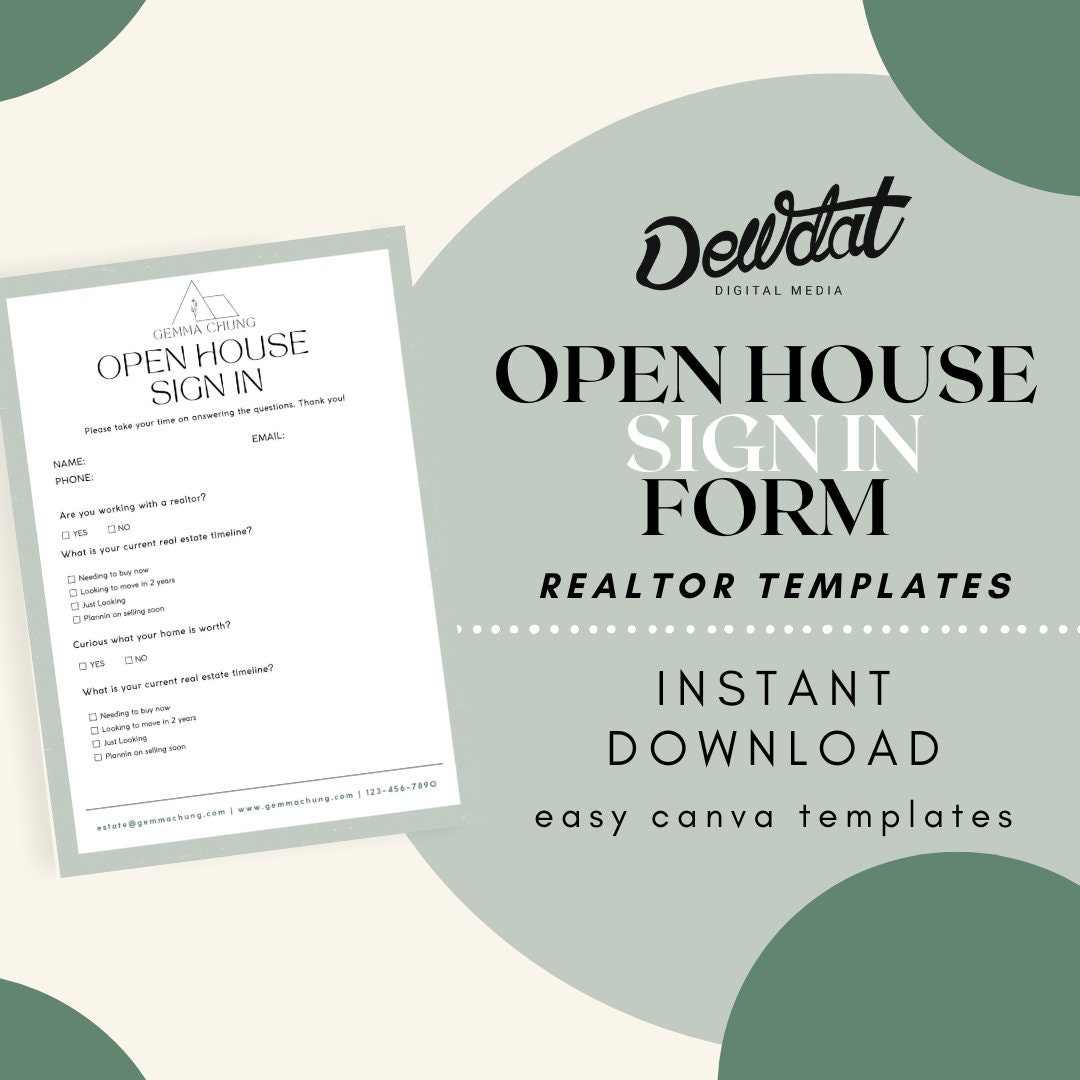 Real Estate Open House Sign-in Form | Customizable Canva Template ...