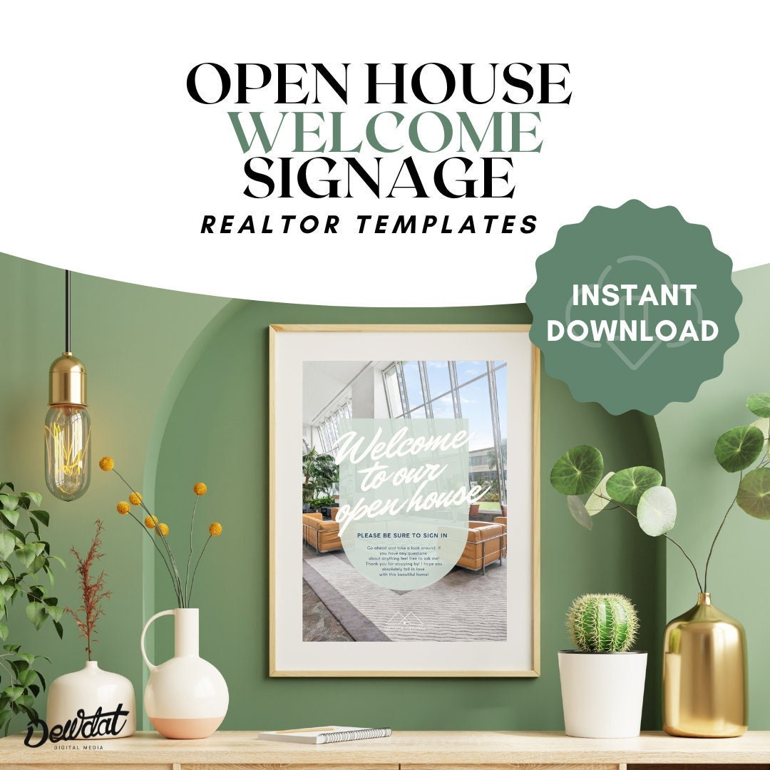 Modern Open House Welcome Sign - Instant Canva Template for Realtors - Etsy
