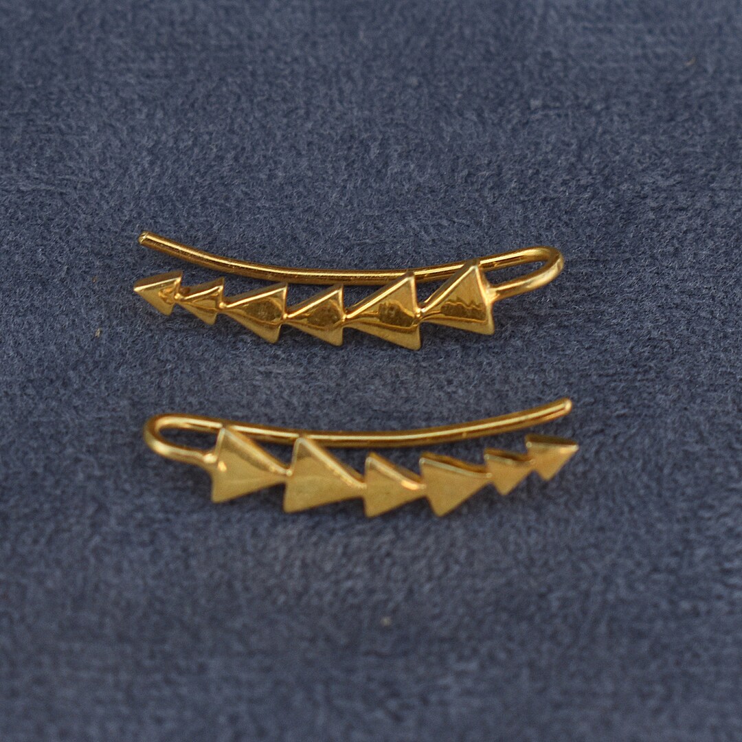 18K Gold Filled in Sterling Silver Ear Climber, Triangle Climbers, Prom ...