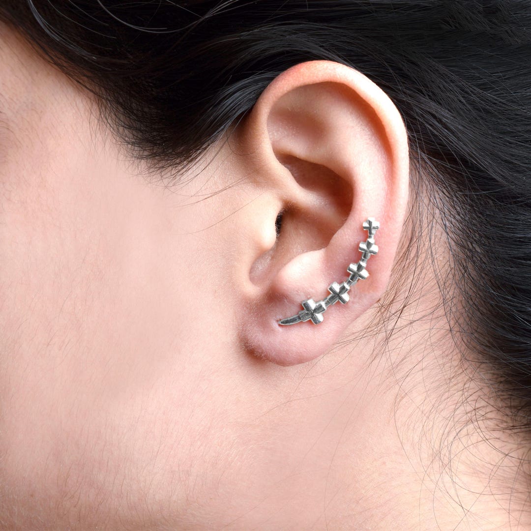 Half Diamond Shape Earrings, 18K Gold Filled in Sterling Silver ...