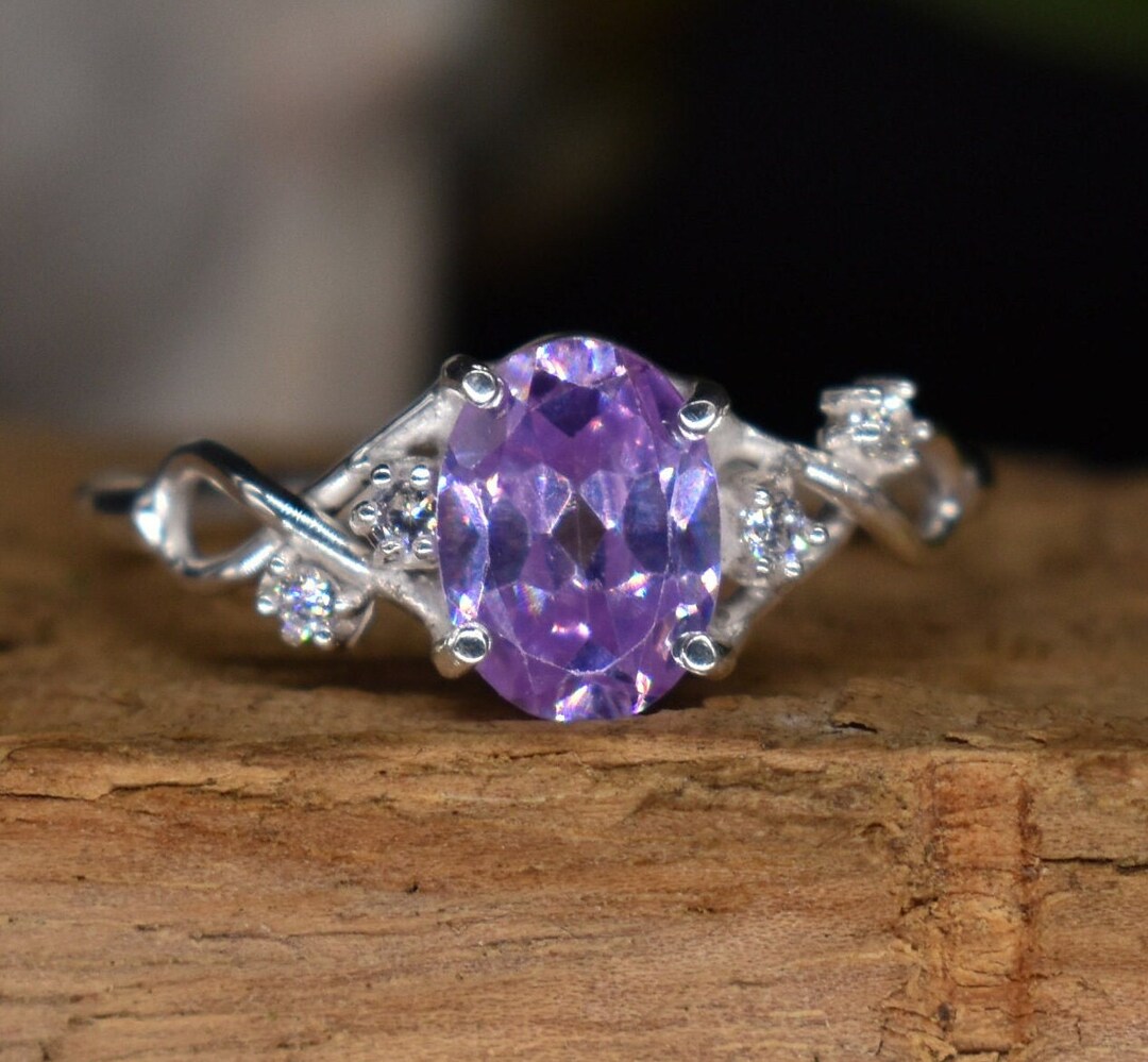 Purple Amethyst Ring/december Birthstone/925 Sterling Silver/minimalist ...