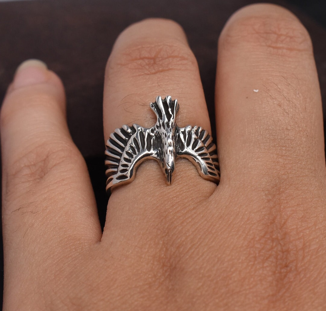 925 Sterling Silver Ring Oxidized Eagle Rings Vintage Eagle - Etsy