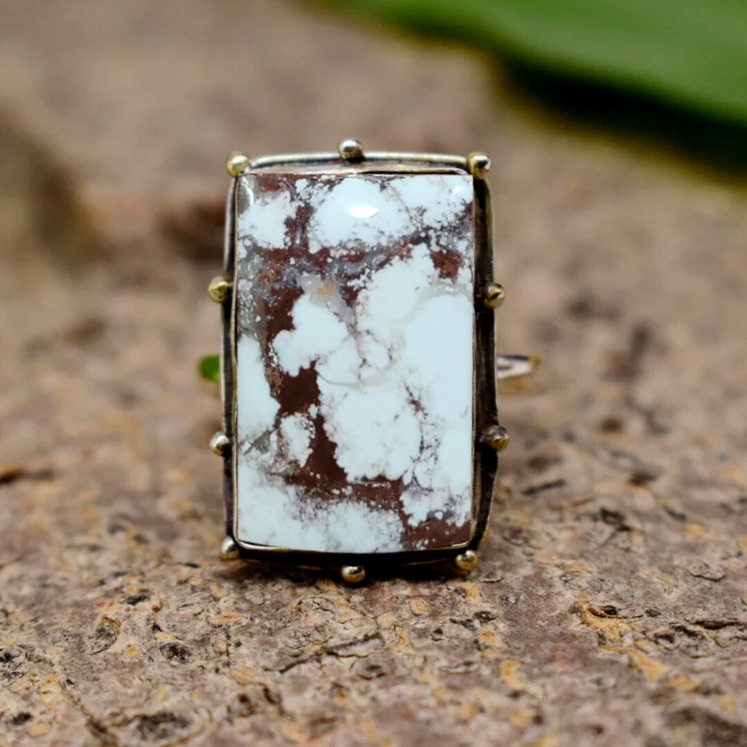 Women American Wild Horse Magnesite Ring Mothers Handmade - Etsy