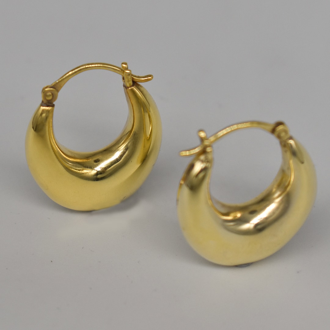 Thick Chunky Boho Gold Hoop Earrings, 925 Sterling Silver or 18k Gold ...