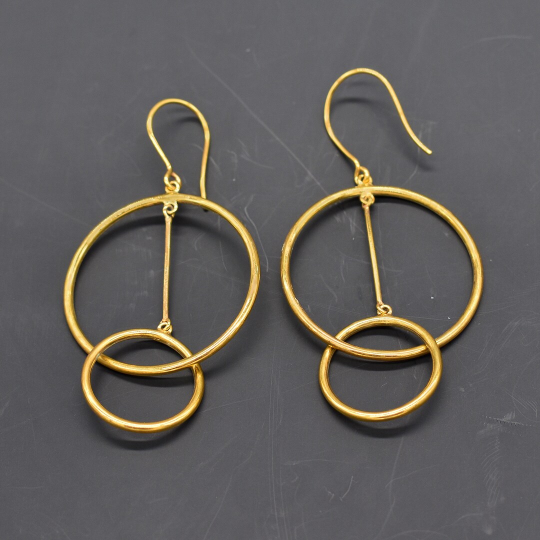 Interlocking Circle Earring, Double Circle Earring, Minimalist Earring ...