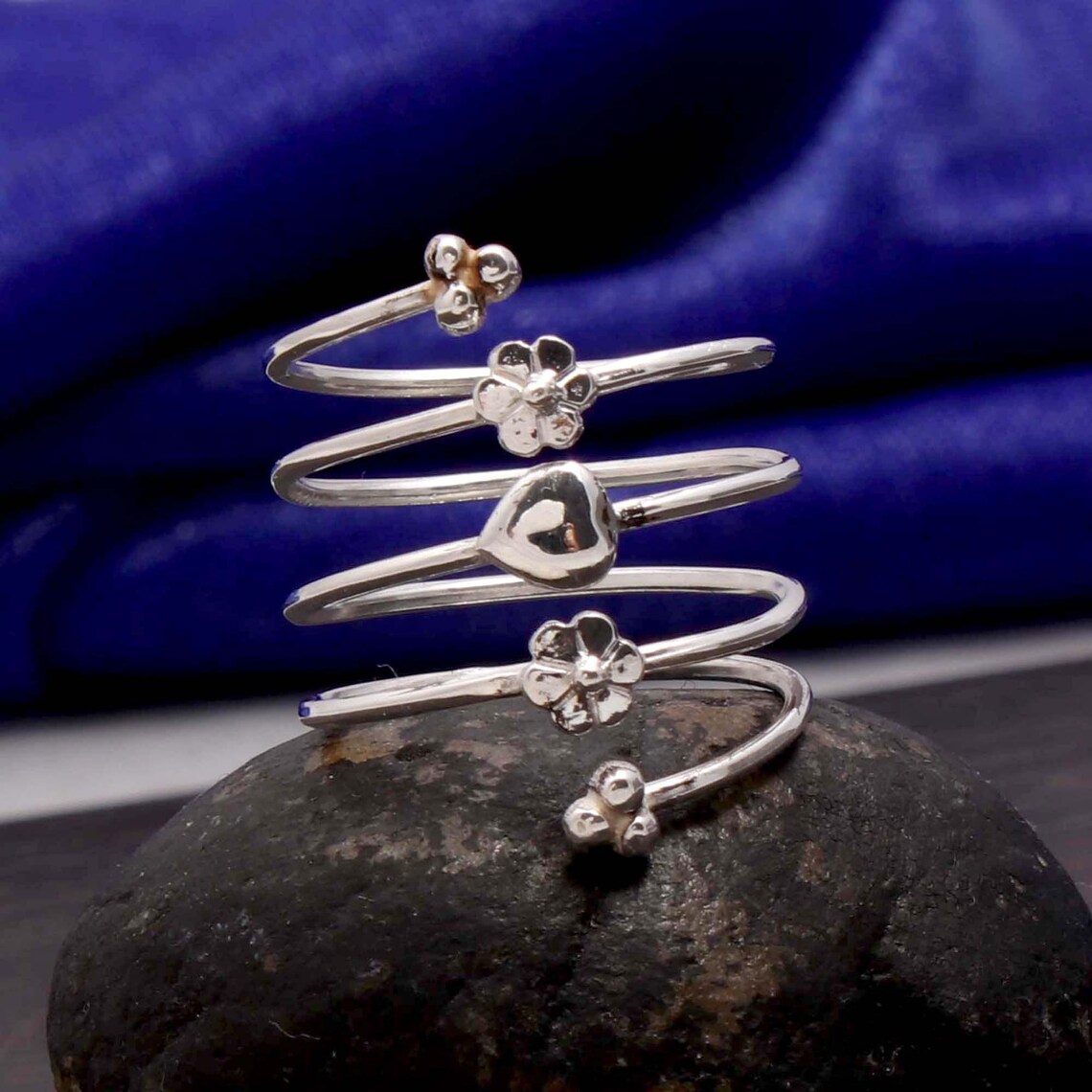 925 Sterling Silver Spiral Ring / Swirl Ring / Wrap Ring / | Etsy
