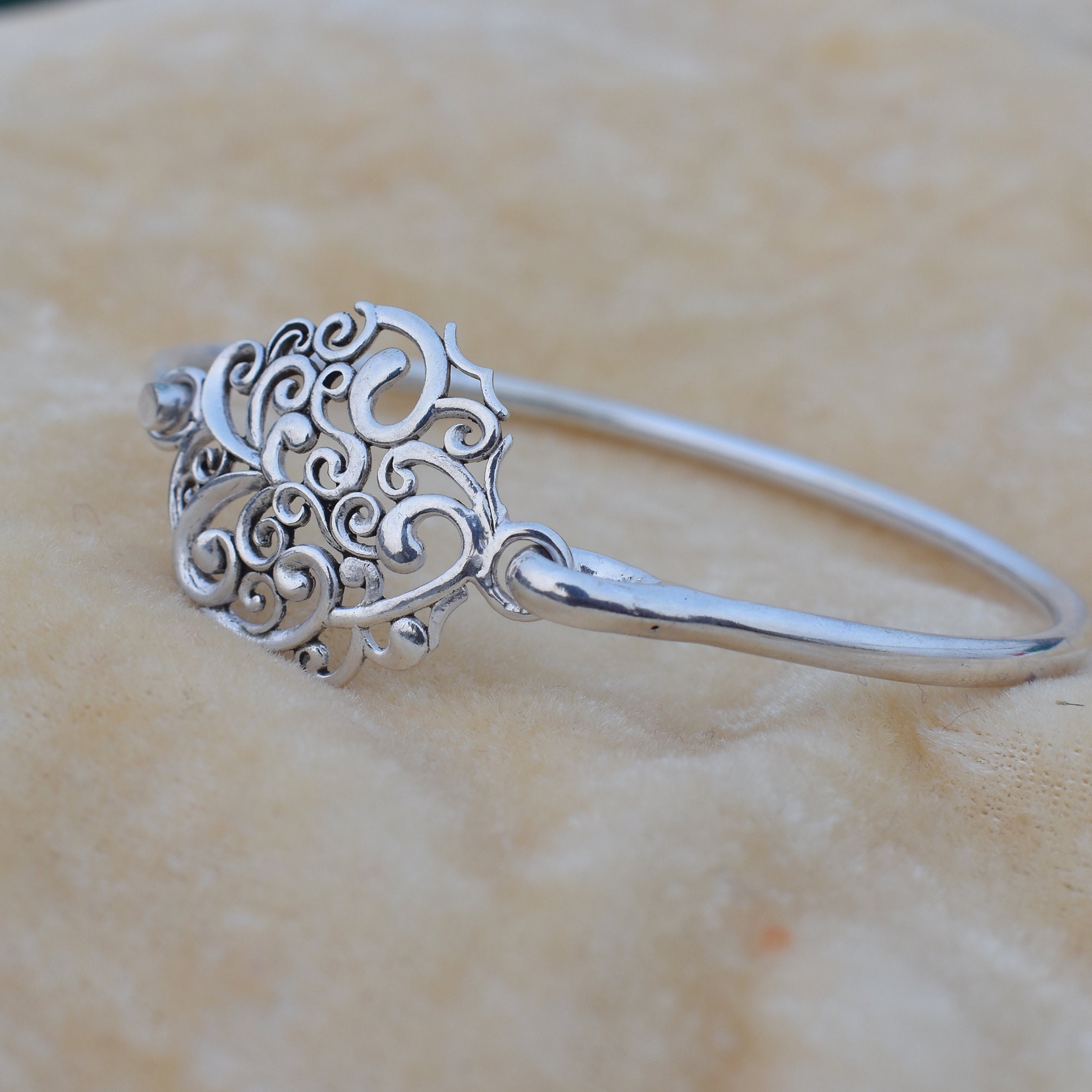 925 Sterling Silver Handmade Filigree Bangle Casual Bangle | Etsy