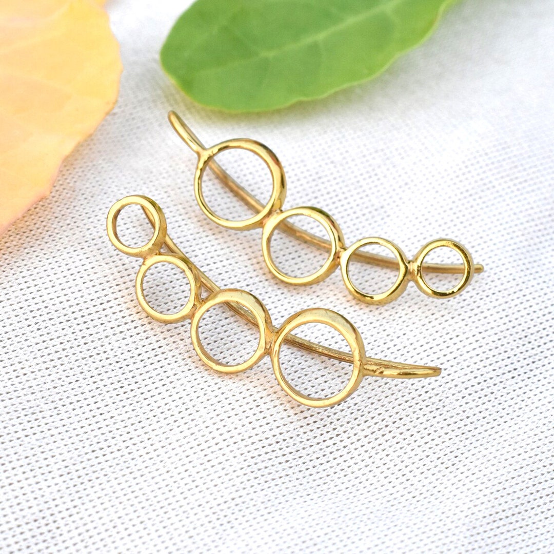 18k Gold Filled Ear Climbers / Ear Crawler Earrings / Gold Ear Climbers ...