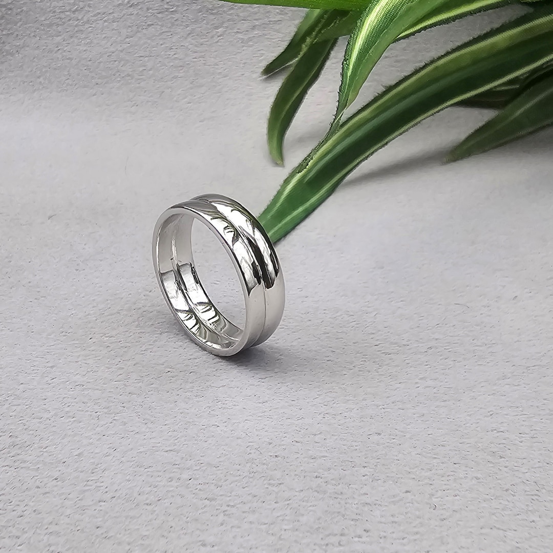 Double Band Silver Band Ring \ Plain Band Ring \ Ring for Her ...