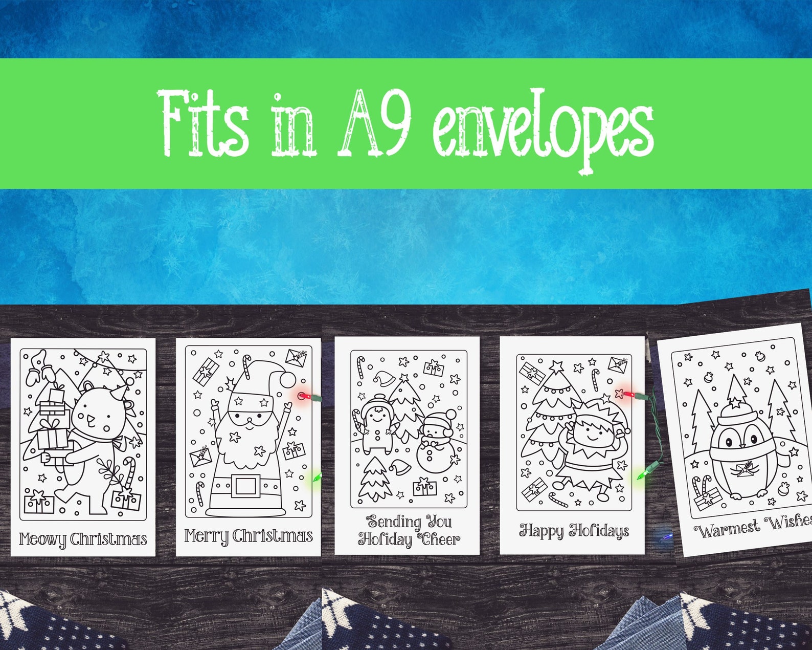 Christmas Coloring Cards | 5 Designs | Holiday Craft | Downloadable ...