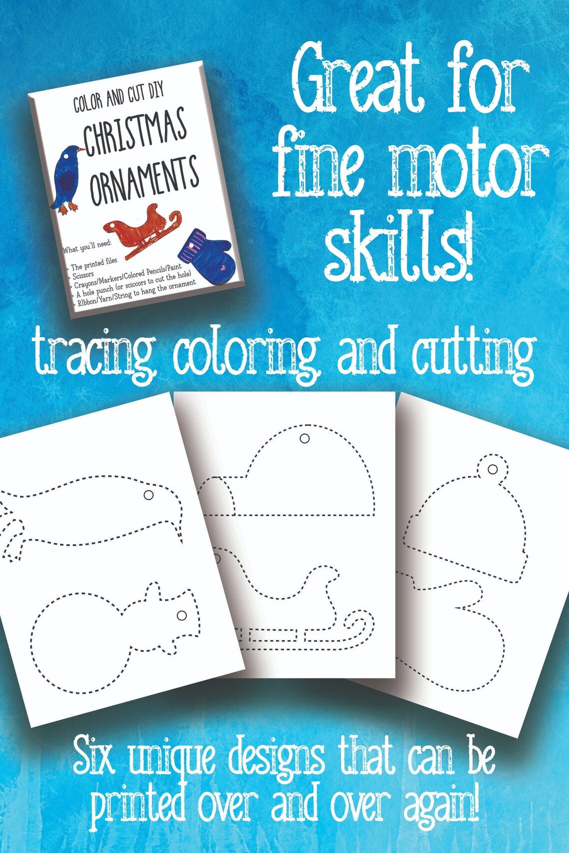 Printable Christmas Ornaments | Trace, Color, and Cut | Fine Motor ...