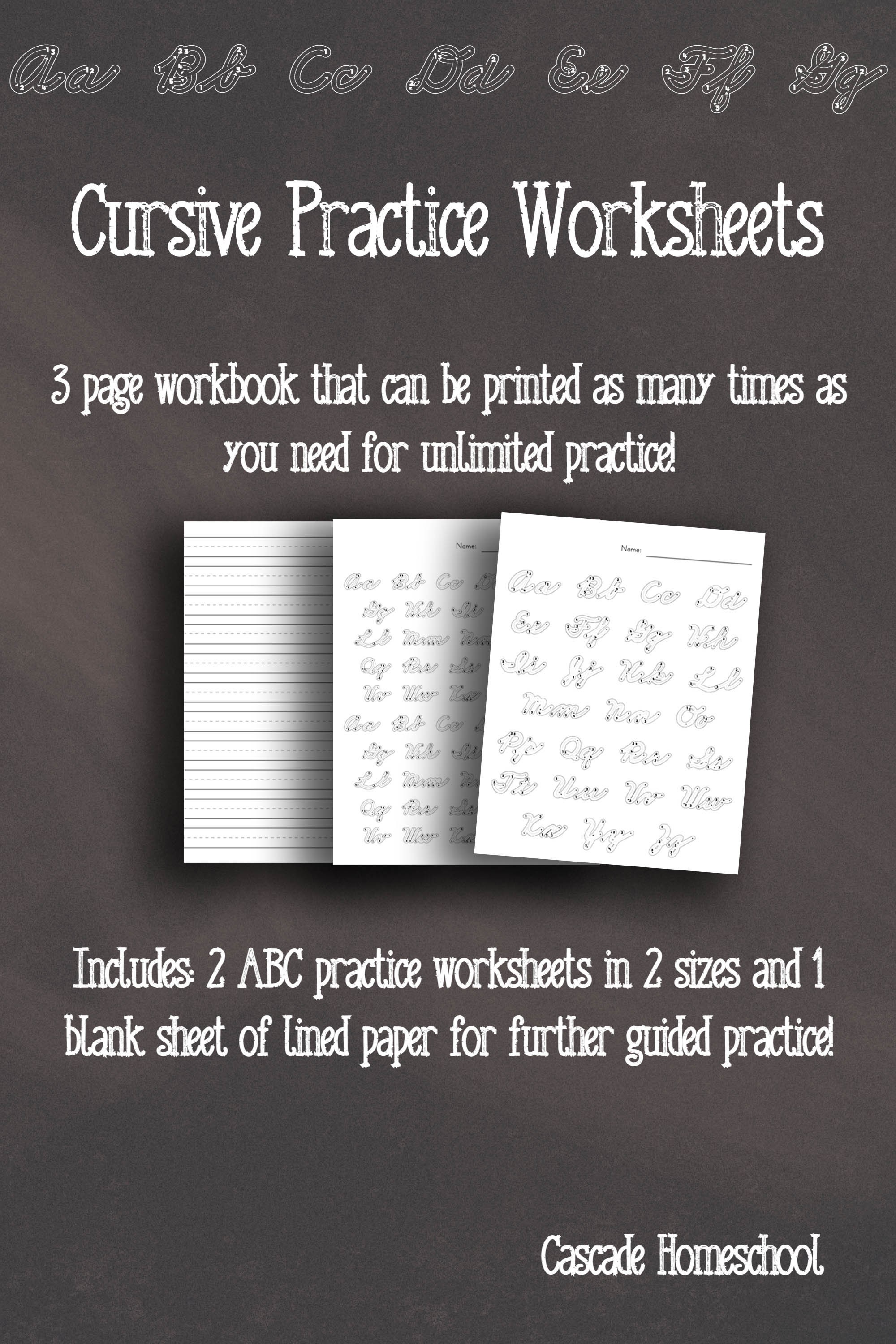 Cursive Handwriting Worksheet | Printable Writing Packet | 3 Pages | 2 ...