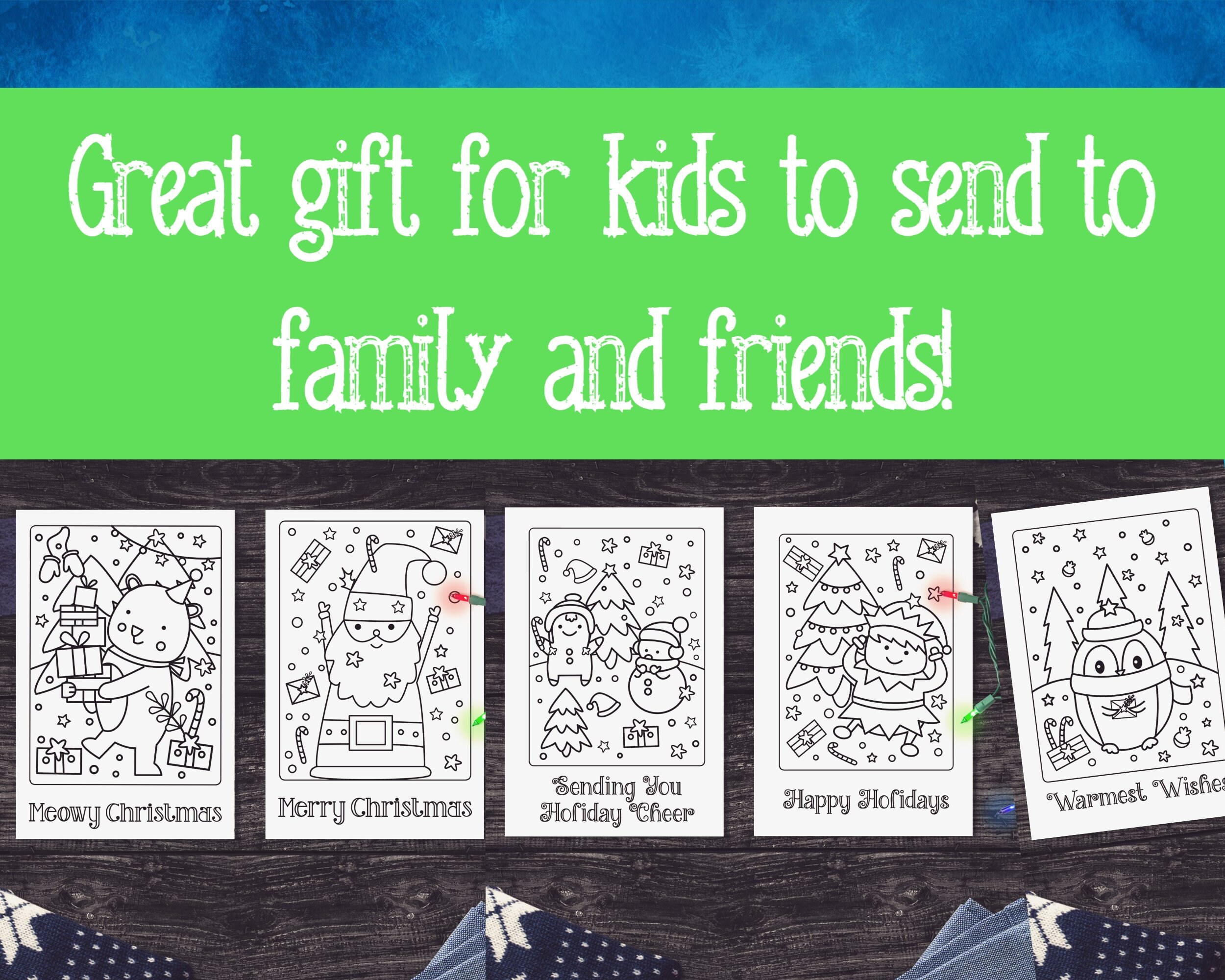 Christmas Coloring Cards | 5 Designs | Holiday Craft | Downloadable ...