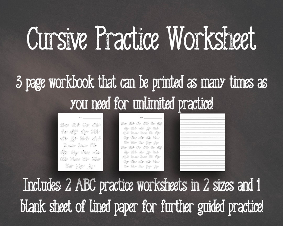 Cursive Handwriting Worksheet | Printable Writing Packet | 3 Pages | 2 ...