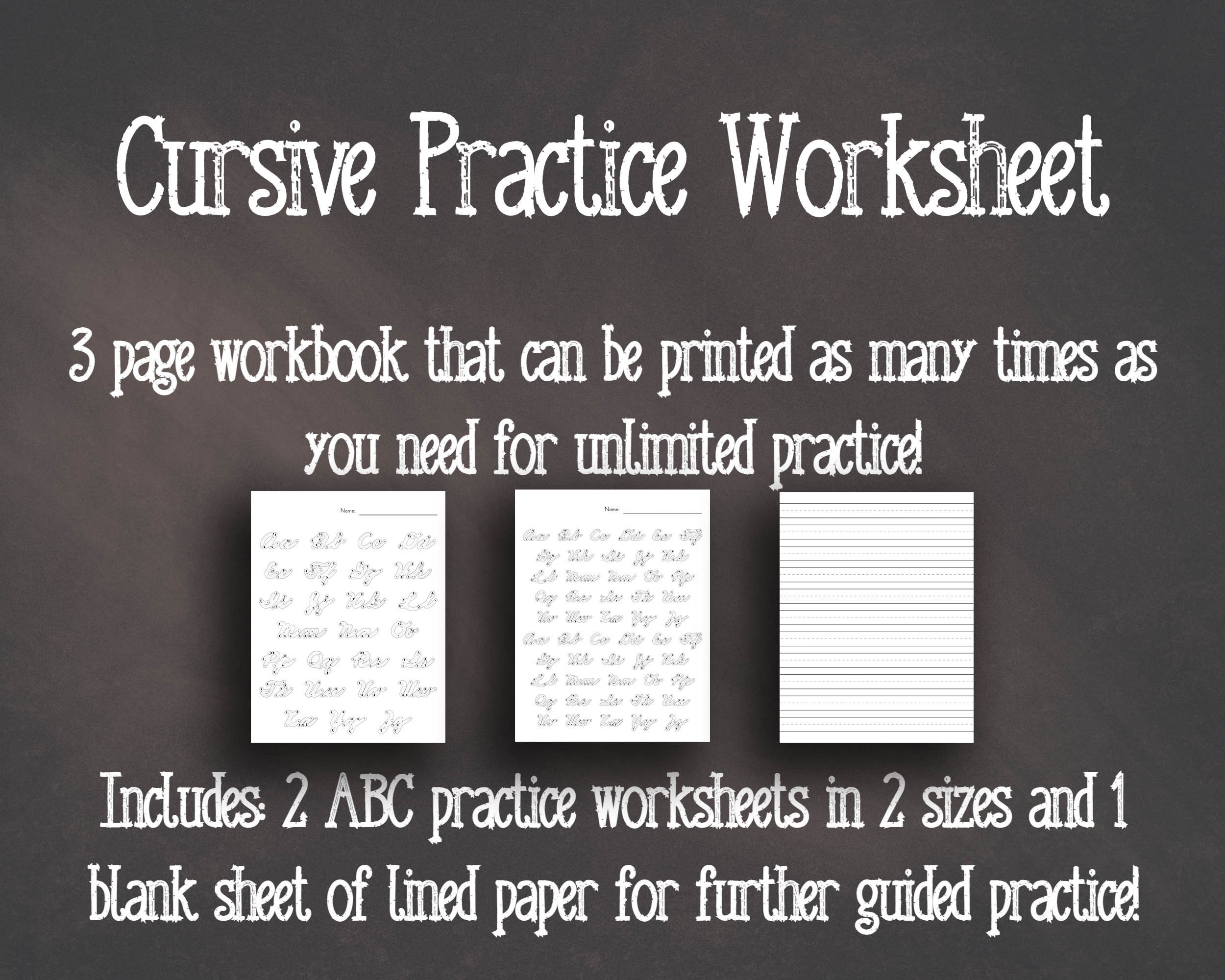 Cursive Handwriting Worksheet | Printable Writing Packet | 3 Pages | 2 ...