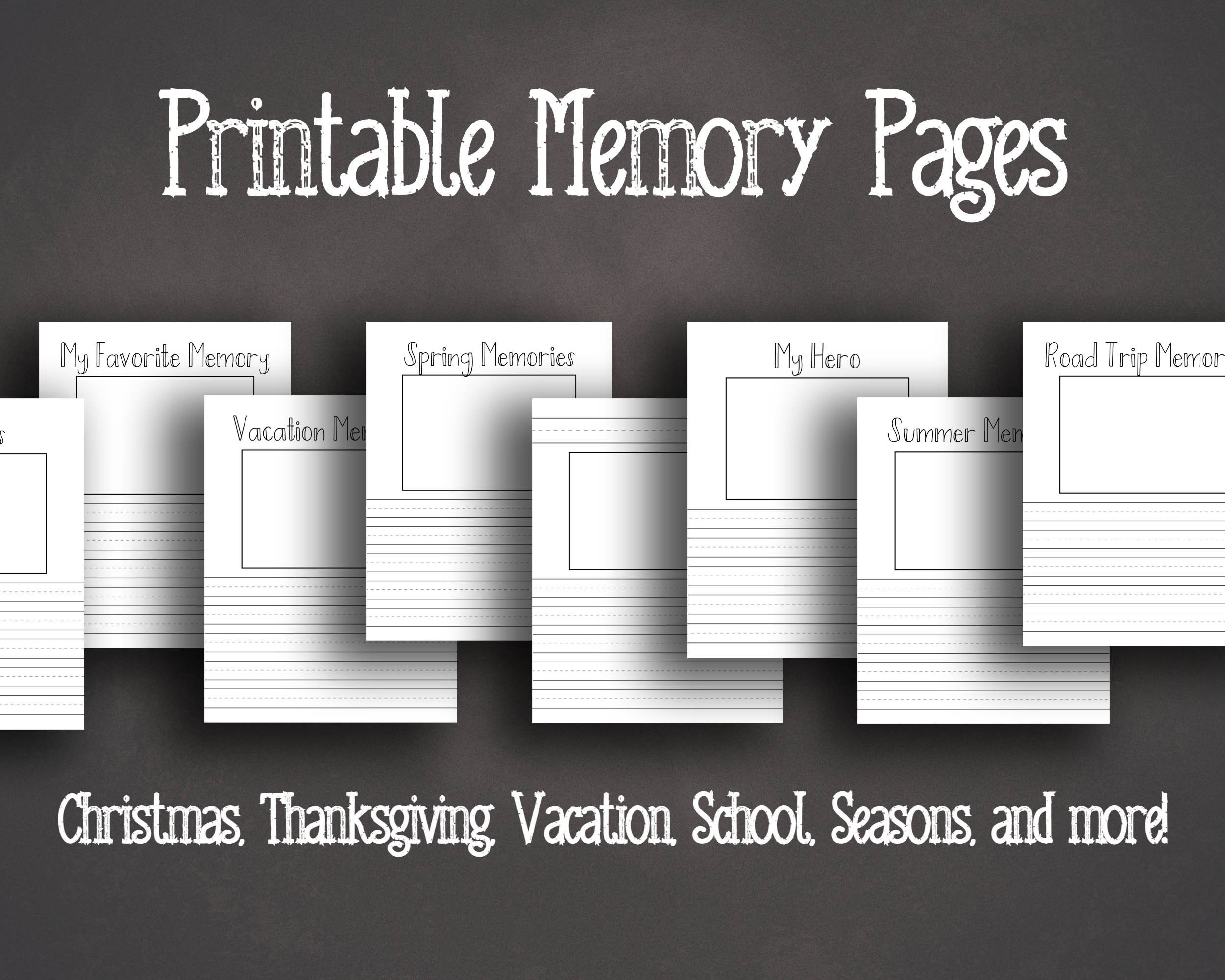 Memory Pages Printable | Children's Journal Pages | Record Memories ...
