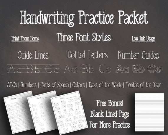 Handwriting Practice Packet Printable Trace Letters and | Etsy