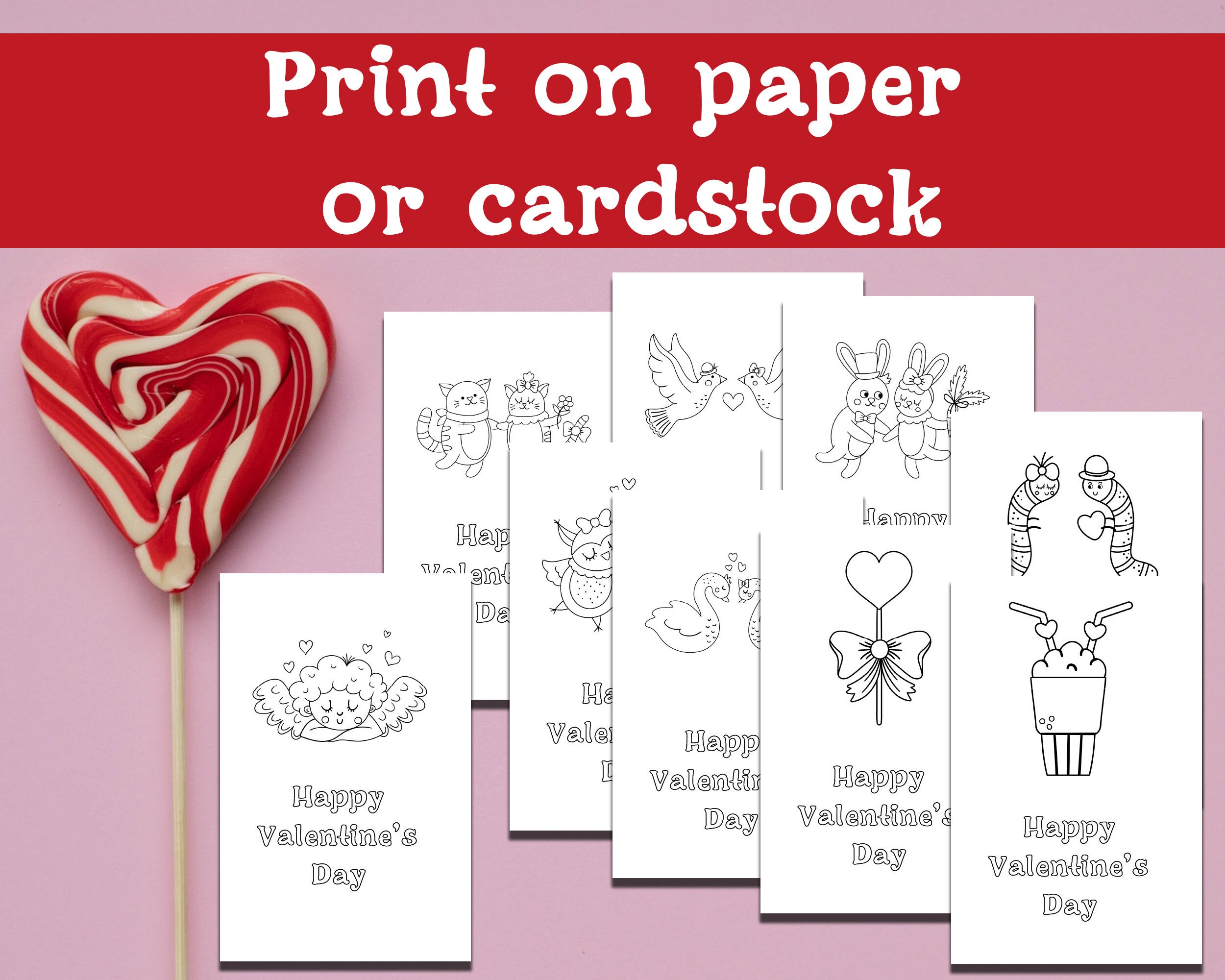 Tarjetas para colorear de San Valentín para niños / 9 diseños - Etsy España