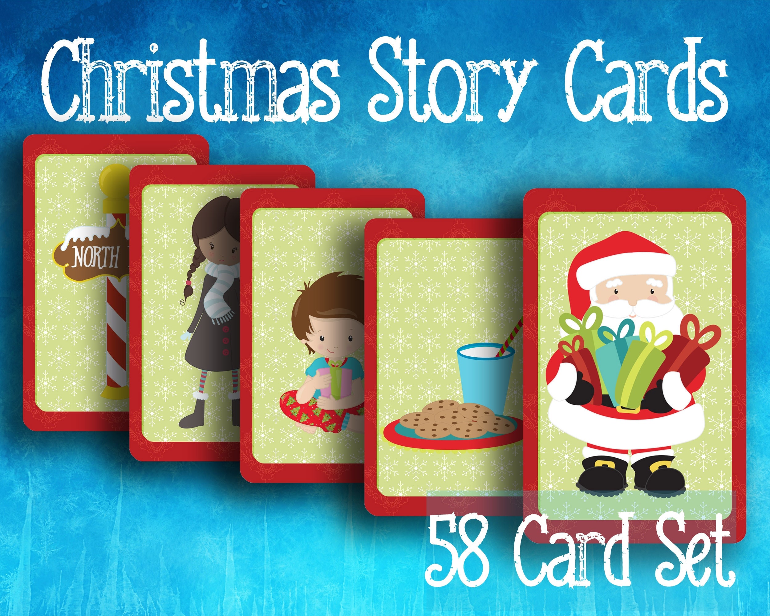 Printable Christmas Story Cards | 58 Cards | Holiday Game ...